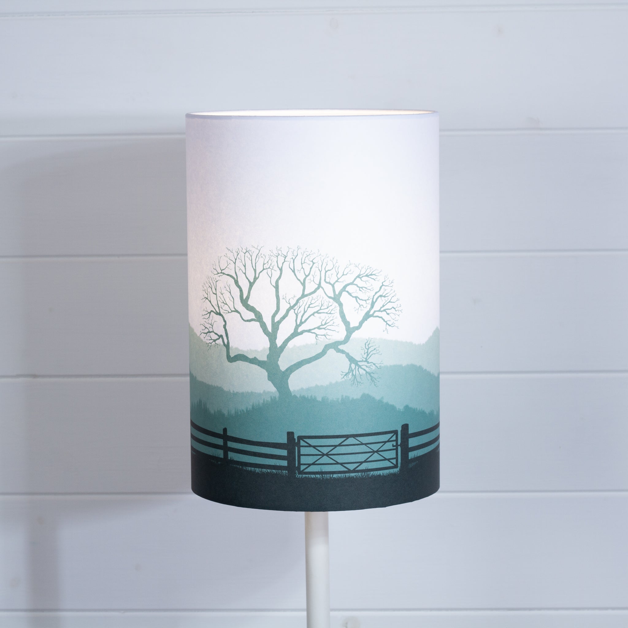 Drum Lamp Shade - Landscape Gate Green, 20cm(d) x 30cm(h) – Imbue Lighting