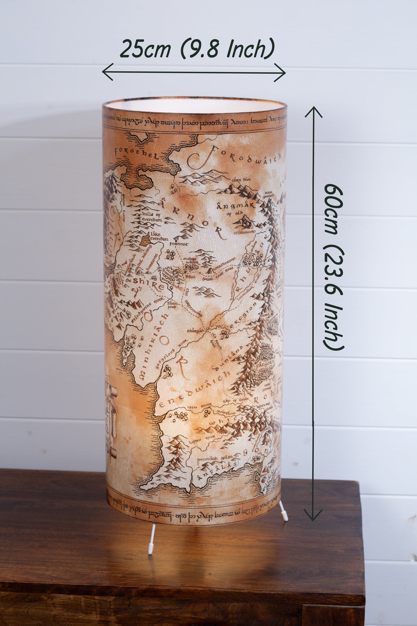 Large Free-Standing Table Lamp - Lord of the Rings/Middle Earth Map 25 ...