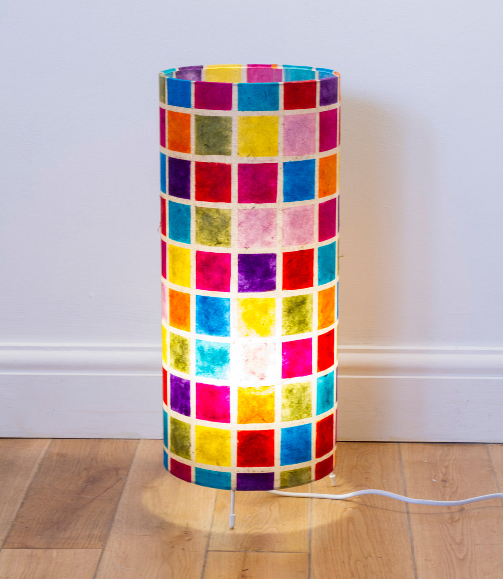 Free Standing Table Lamp Large - P01 ~ Batik Multi Square – Imbue Lighting